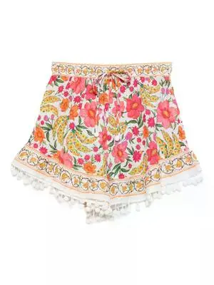 Farm Rio Floral Print Pom-pom Shorts