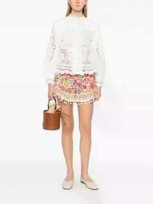 Farm Rio Floral Print Pom-pom Shorts