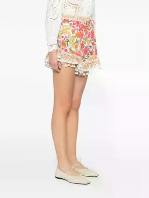 Farm Rio Floral Print Pom-pom Shorts