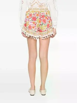 Farm Rio Floral Print Pom-pom Shorts