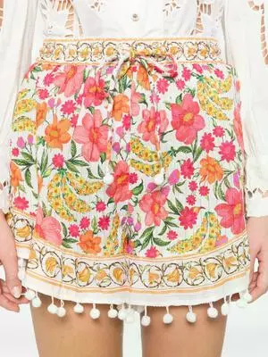 Farm Rio Floral Print Pom-pom Shorts