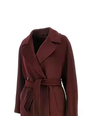 Max Mara Double-breasted Wool Coat With Belt - Red