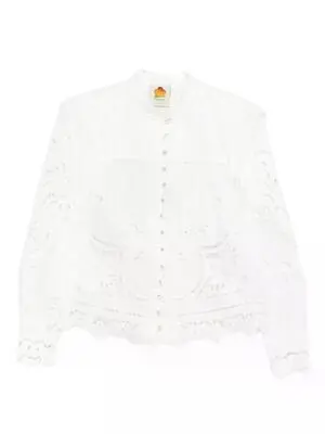 Farm Rio Lace Embroidered Top - White