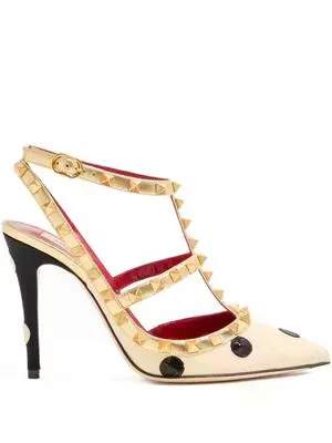 Valentino Garavani Rockstud Pumps With Embroidery - Neutrals