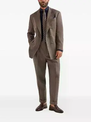 Brunello Cucinelli Linen And Cotton Mélange Jersey Shirt With Spread Collar - Blue