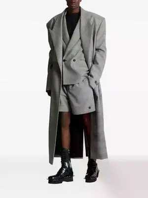 Balmain Prince Of Wales Wool Shorts - Grey