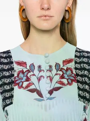 Farm Rio Marcelle Floral-print Pleated Blouse