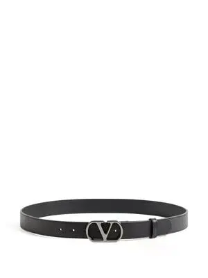 Valentino Garavani Vlogo Leather Belt - Black