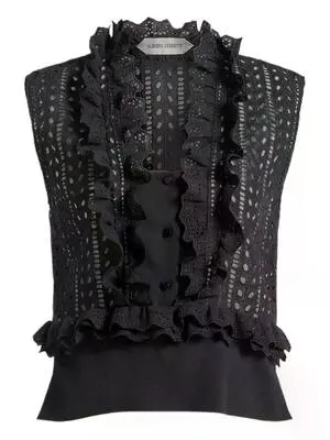 Alberta Ferretti Ruffled Eyelet Blouse