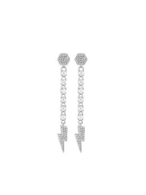 Philipp Plein Hexagonal Studded Drop Earrings - Silver