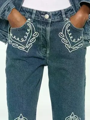 Farm Rio Embroidered Fringed Jeans