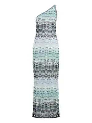 Missoni Chevron-pattern One-shoulder Maxi Dress