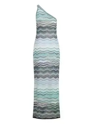 Missoni Chevron-pattern One-shoulder Maxi Dress