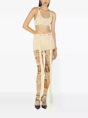 JEAN PAUL GAULTIER Gaultier-patch Ribbed Shorts - Neutrals