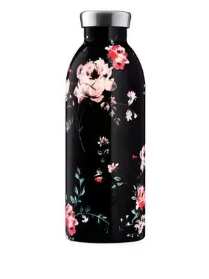 24BOTTLES Floral Travel Water Bottle 500ml - Black