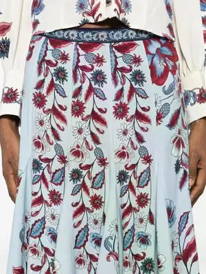 Farm Rio Floral-print Pleated Skirt