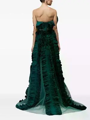 THA SEEN Ruffle-trim Maxi Dress