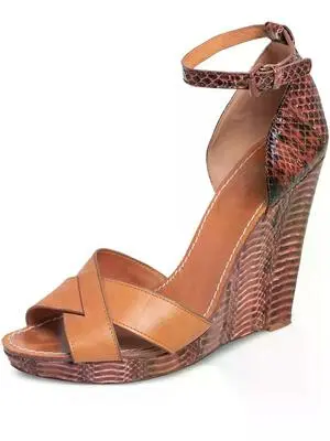 Tory Burch 130mm Leather Wedge Sandals