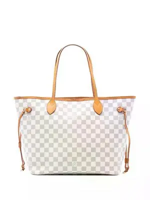 LOUIS VUITTON Damier Azur Neverfull Mm Tote Bag - White