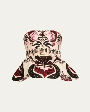 Cara Cara Tilda Strapless Floral Peplum Top - Multi