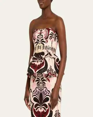 Cara Cara Tilda Strapless Floral Peplum Top