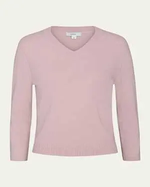 Vince Cashmere-Wool V-Neck Sweater - Pink