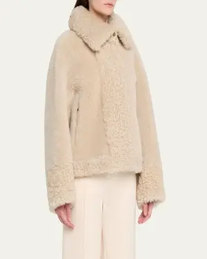 Moncler Gobain Shearling Jacket - Light Beige