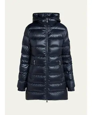 Moncler Glements Hooded Mid-length Down Jacket - Black