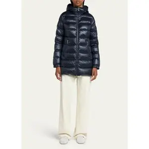 Moncler Glements Hooded Mid-length Down Jacket