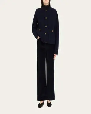 TOTEME Hammered Button Wool-blend Cardigan - Navy
