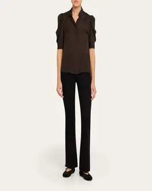 FRAME Houndstooth Silk Blouse