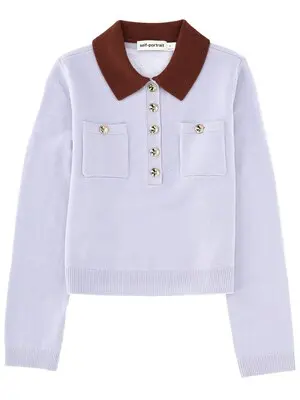 SELF-PORTRAIT Jersey With Contrasting Collar - Blue