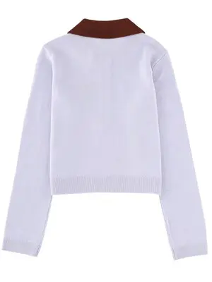 SELF-PORTRAIT Jersey With Contrasting Collar - Blue