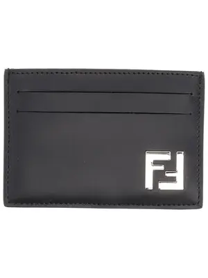 Fendi Leather Card Holder - Black