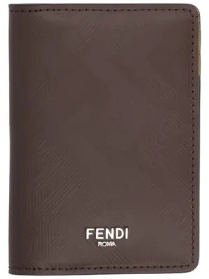 Fendi Card Holder "squared Ff - Brown