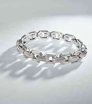 David Yurman Sterling Chain Bracelet With Diamonds