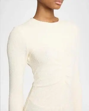 Isabel Marant Étoile Flora Ruched Boucle Midi Dress - Ecru