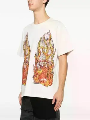 WHO DECIDES WAR Rhinestone Flame Glass T-shirt - Neutrals