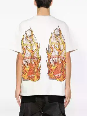 WHO DECIDES WAR Rhinestone Flame Glass T-shirt - Neutrals