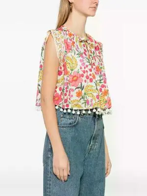 Farm Rio Floral Pom-pom Top