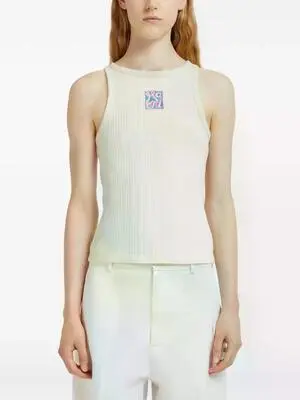 Marni Ribbed Embroidered Tank Top - Yellow
