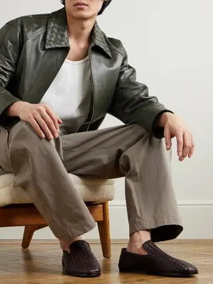 Bottega Veneta Intrecciato Full-grain Leather Slippers