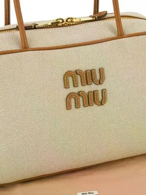 Miu Miu Logo-embroidered Zip Tote