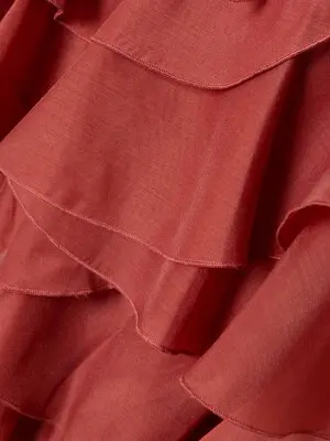 Aje Cleo Bead-embellished Ruffled Organza Gown - Red