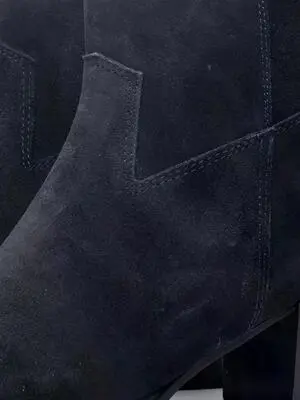 POCHE PARIS Pointed-toe Block Heel Ankle Boots - Blue