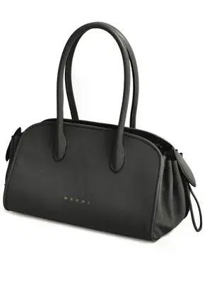 Marni Tulipea Drawstring Leather Tote - Black