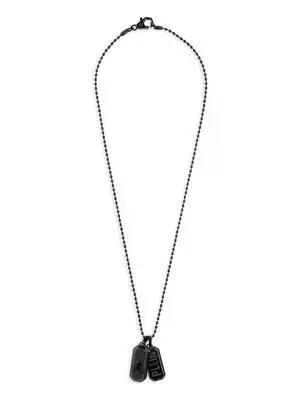 Philipp Plein Crystal Embellished Tag Necklace - Black