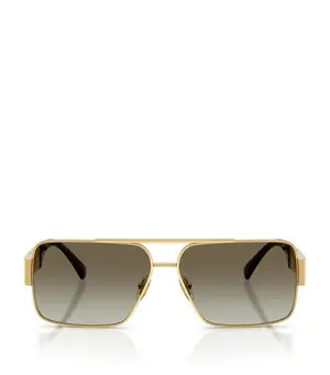Versace Wire-frame Rectangular Sunglasses - Gold