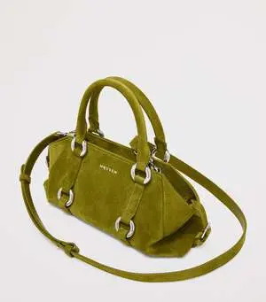 Alexander McQueen Small Suede Farringdon Top-handle Bag - Green