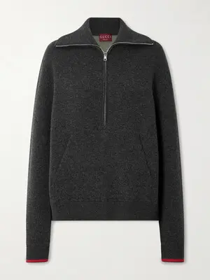 Gucci Striped Wool-blend Half-zip Sweater